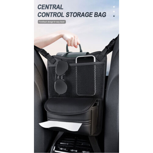 Car Handbag Nappa Leather Front Seats Mesh Organizer Auto Interior ...
