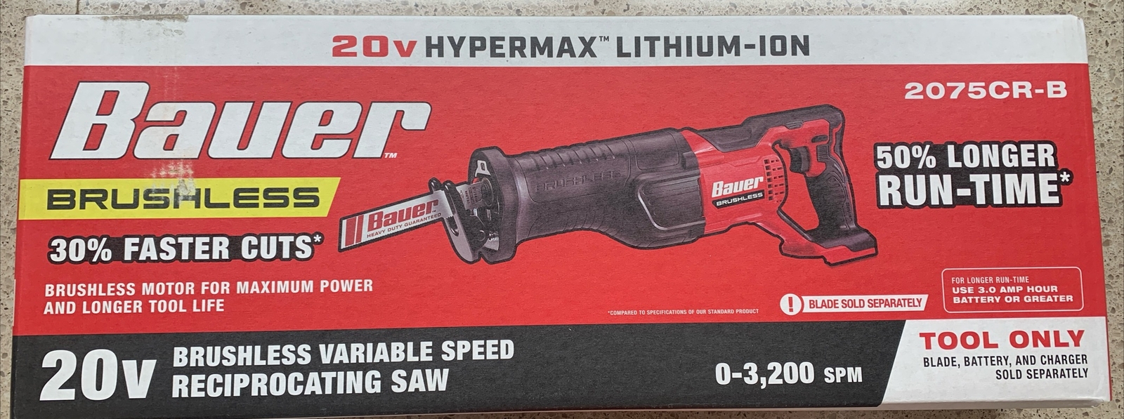 NEW Bauer 20V Cordless Brushless Variable Speed Reciprocating Saw ...