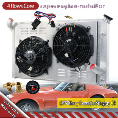 Radiator 4 Rows Shroud Fan For 1973-1976 Chevy Corvette Stingray C3 5.7 ...