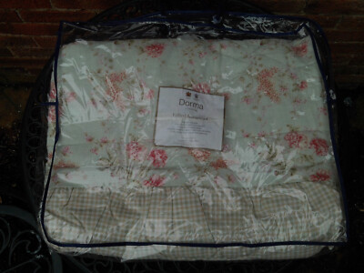 Dorma "Vintage Chelsea" green/pink frilled kingsize bedspread | eBay UK