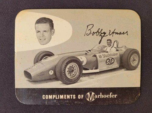 1965 Marhoefer Meats Racing Bobby Unser Card, 3-Time Indianapolis 500 ...