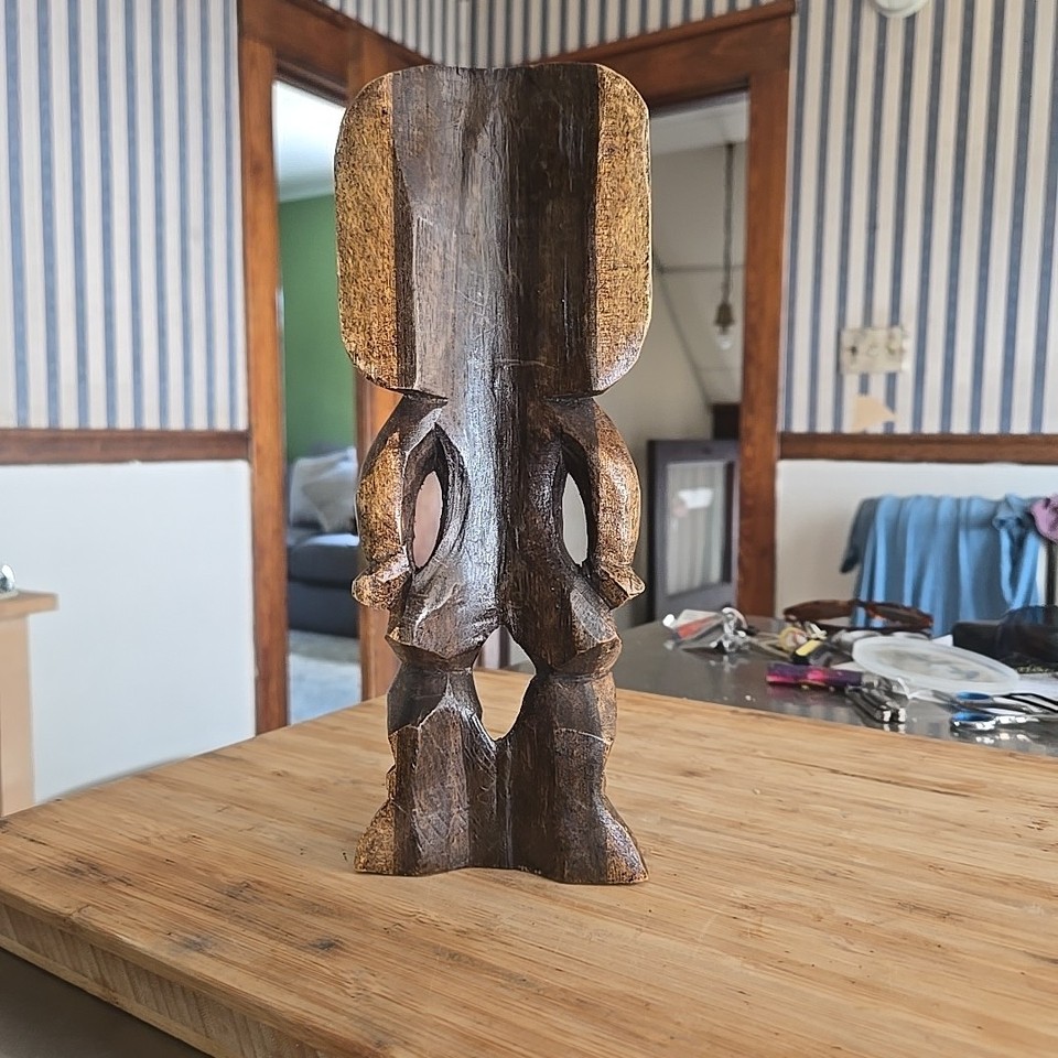 HAWAIIAN POLYNESIAN PACIFIC CARVED WOOD TIKI FIGURE SCULPTURE STATUE ...