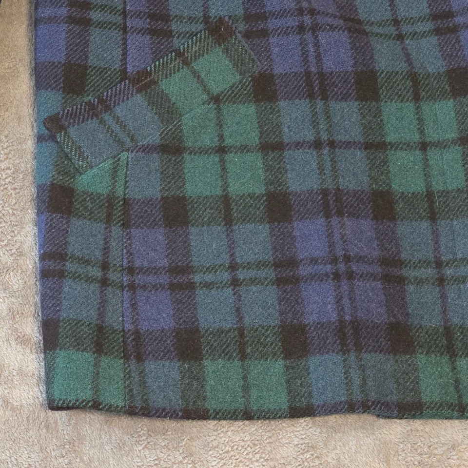 Vintage Pendleton Virgin Wool Black Watch Plaid Coat Jacket Green Blue ...