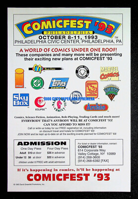 Comicfest '93 Comic Convention 1993 Philadelphia Print Magazine Ad ...