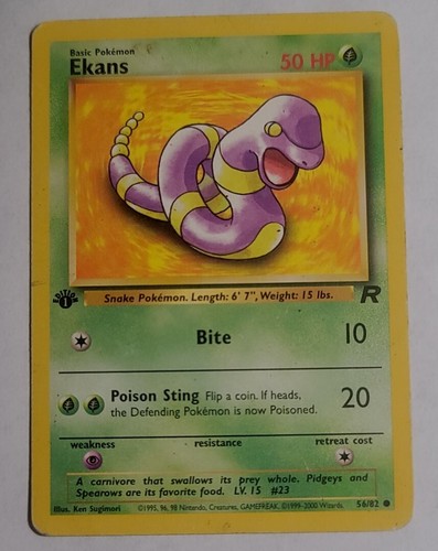 1999 Pokemon Ekans Team Rocket 1st Edition 56/82 | eBay