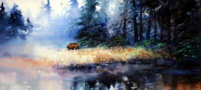 Milton Lewis "Lonely Hunter" Bear Art Print 25" x 12.75" | eBay