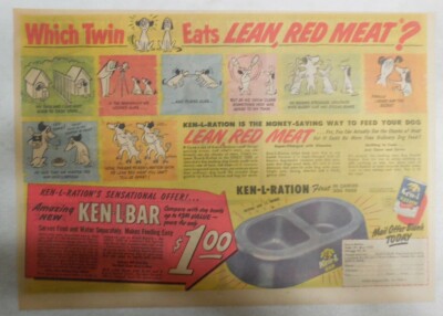 Ken-L-Ration Ad: Which Twin Eats Lean Red Meat ? from 1948 Size: 11 x ...