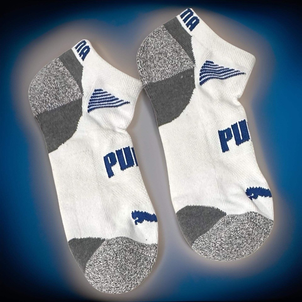 *PUMA* ANKLE SOCKS (WHITE-GREY-BLUE) (10” LONG) | eBay