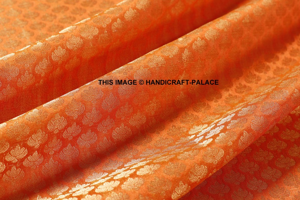 Orange Brocade Fabric Damask Jacquard Flower Sofa Upholstery Fabric by ...