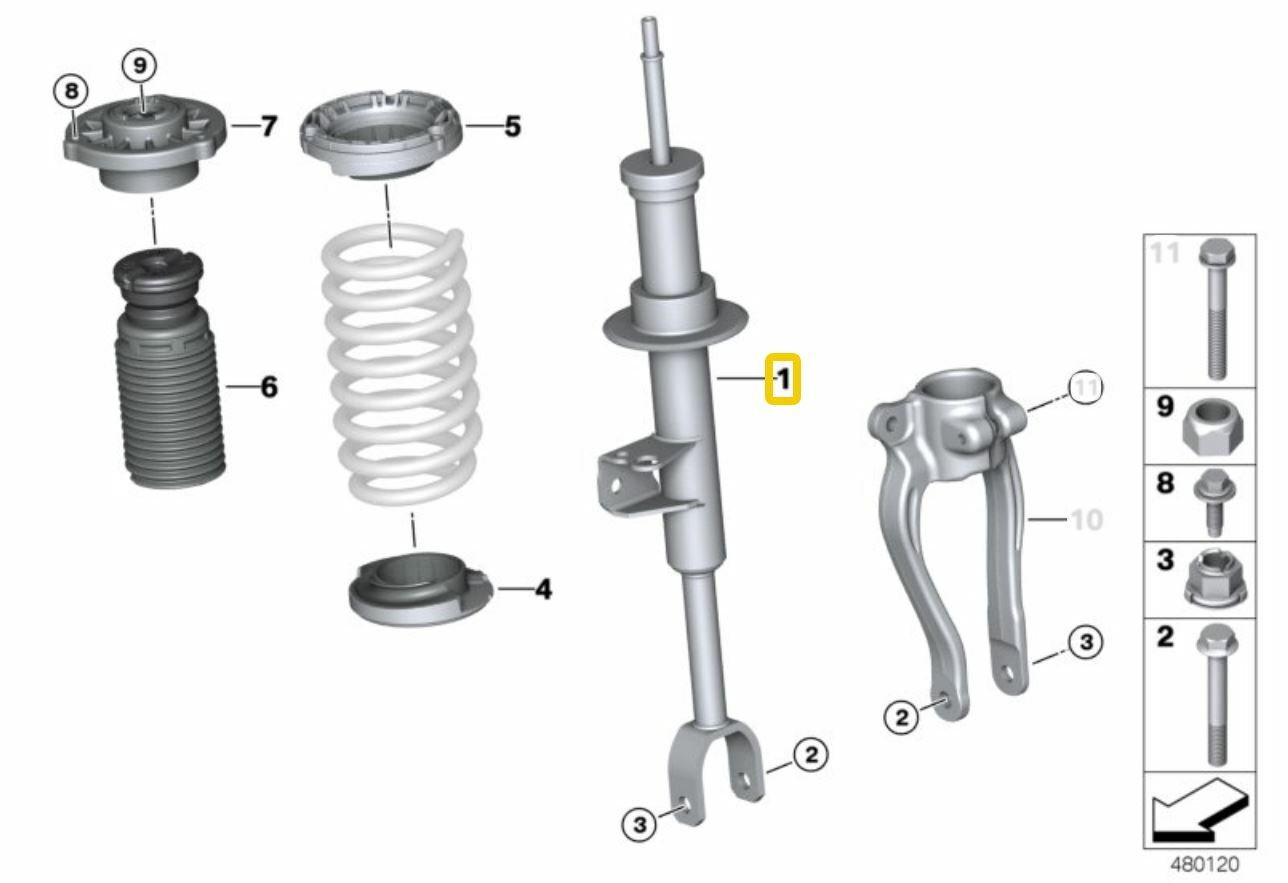 Genuine BMW G30 530i Left Front Spring Strut 31316866591 for sale ...