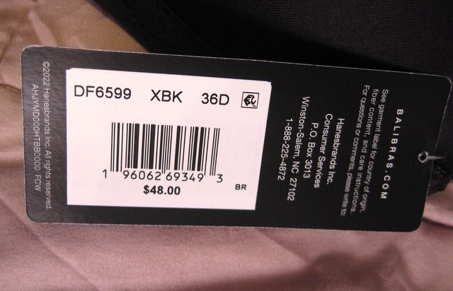 Bali BLACK One Smooth U Strapless Underwire Contour Bra US 36D UK 36D ...