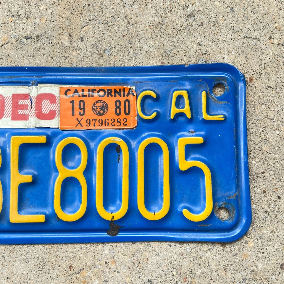 1970 California Motorcycle License Plate 8E8005 YOM DMV Clear Harley ...