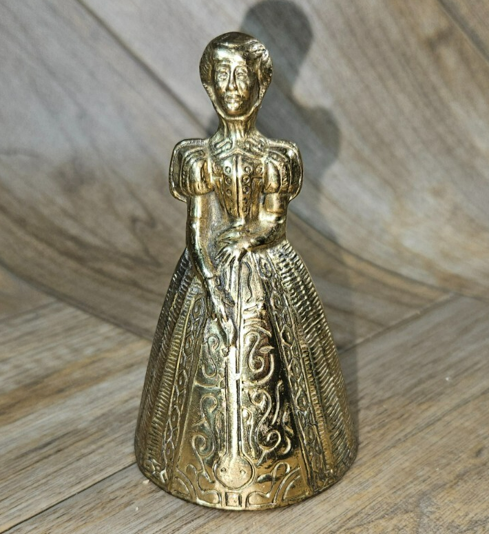 Vintage Bronze / Brass Maiden Victorian Lady Bell England Figural Tea ...