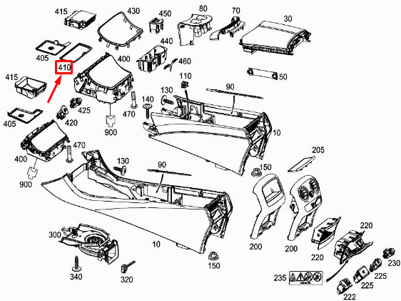 MERCEDES-BENZ C W205 CENTER CONSOLE CUP HOLDER GASKET A2056830800 ...