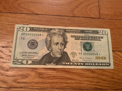 PF 00000048* 2017A $20 Dollar Bill Star Note Low Fancy Serial Number ...