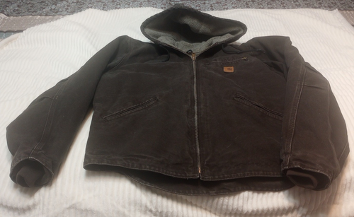 Black Carhartt Sherpa Lined Hooded Workwear J141 Jacket Size L | eBay