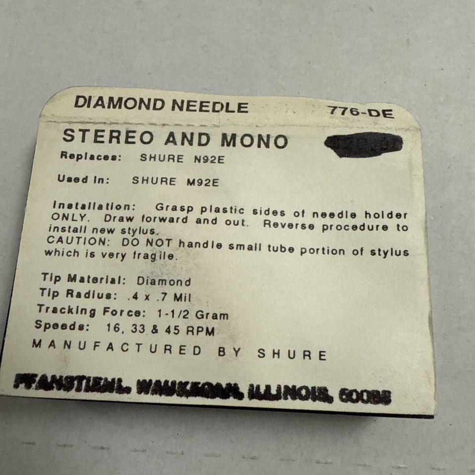 Phonograph Needle Stylus Shure N92E N104E RXT5 RXP3 RXT6 500S 800E EV ...
