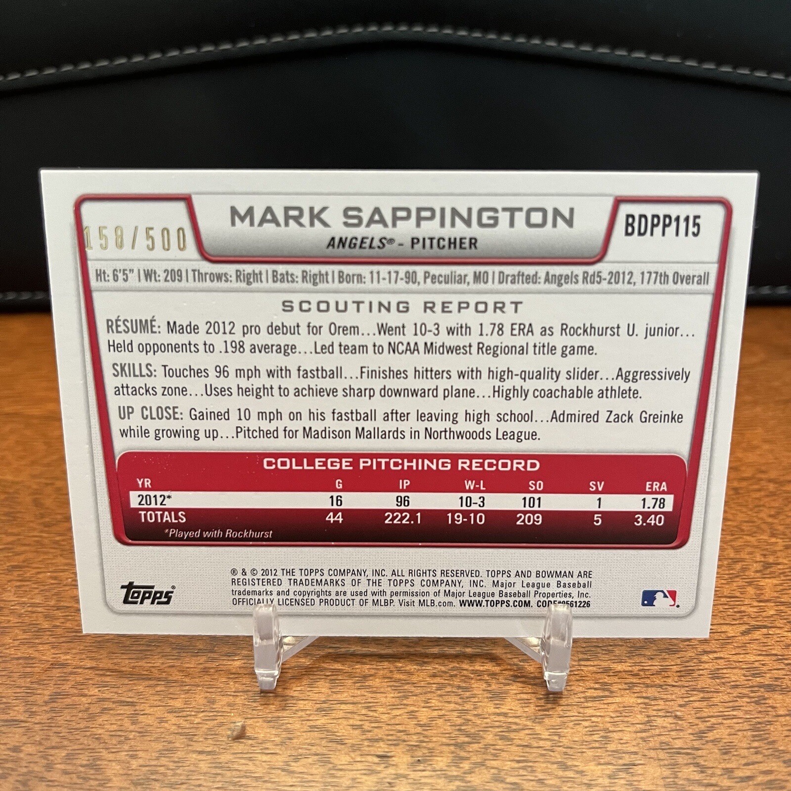 2012 Bowman Draft Picks & Prospects - Draft Picks Blue #BDPP115 Mark ...