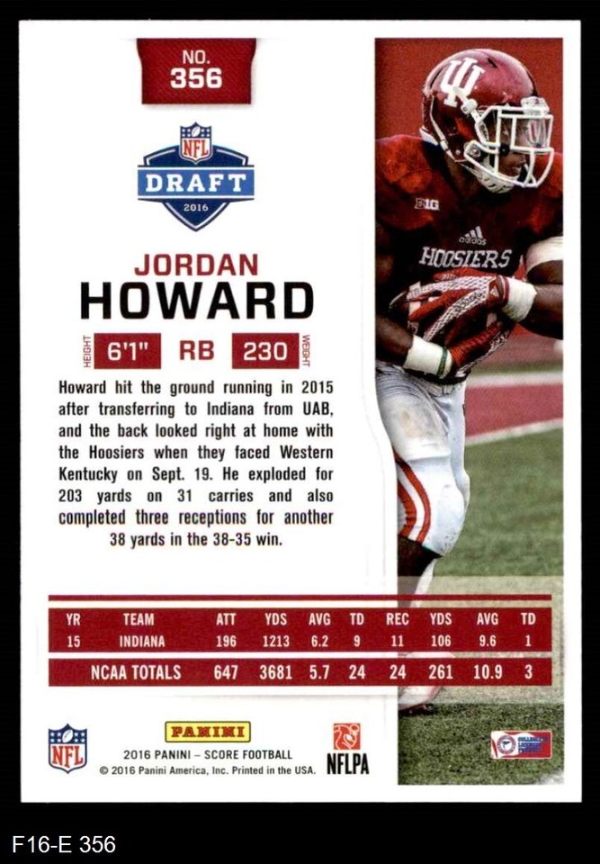 2016 Score #356 Jordan Howard Bears RC UAB 8 - NM/MT | eBay