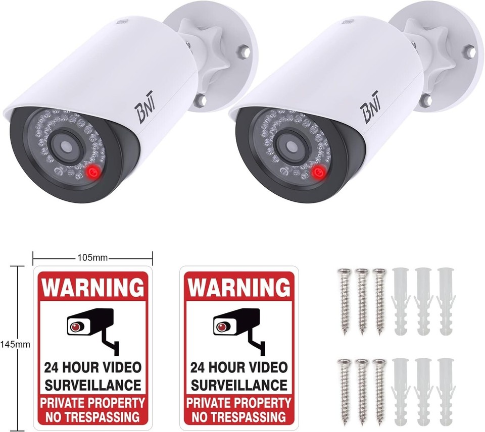 Dummy Security Camera, Fake, Security, Indoor, Outdoor, Home (2 Pack ...