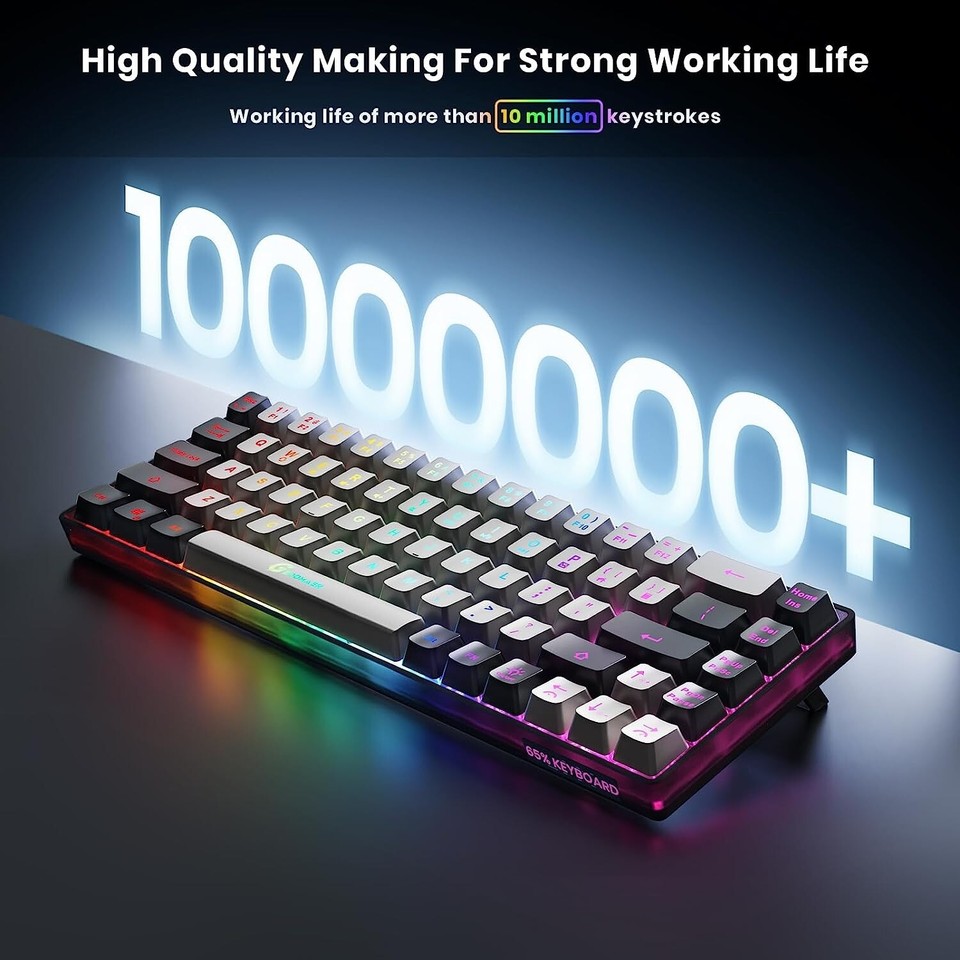 GEODMAER 65% Wireless Rechargeable Backlit No-Conflict Gaming Keyboard ...