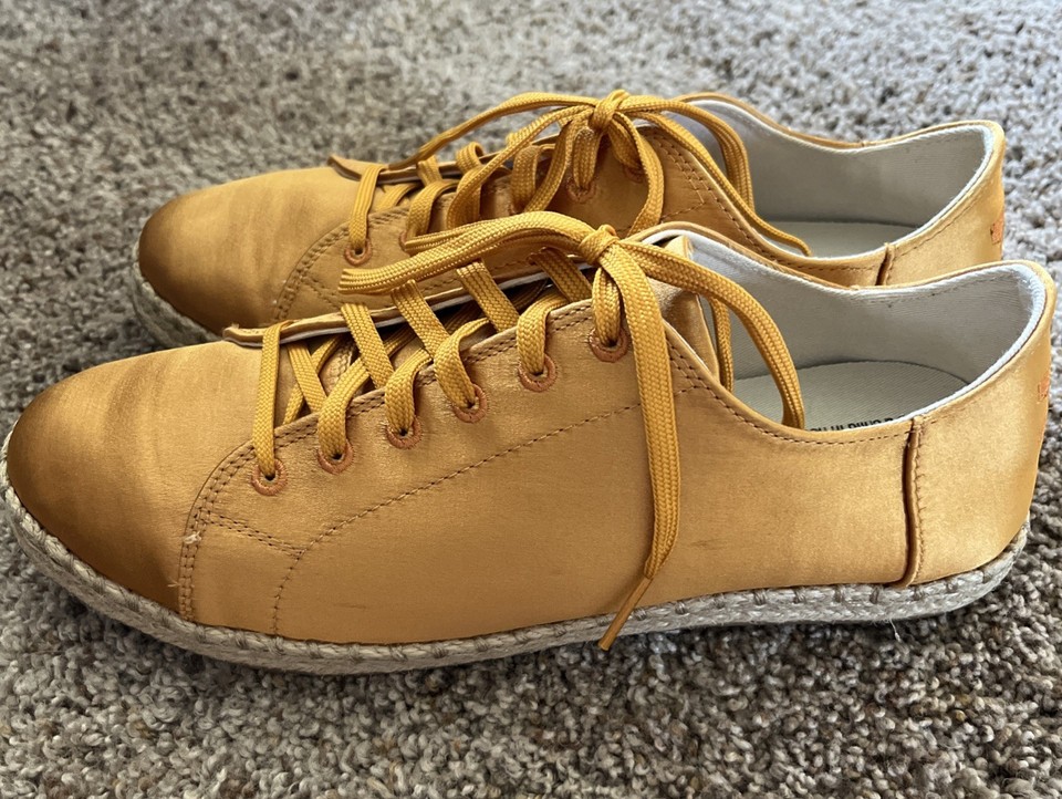 TOMS Women Lena Sunflower Satin Espadrille Lace-up Tennis Yellow Shoes ...