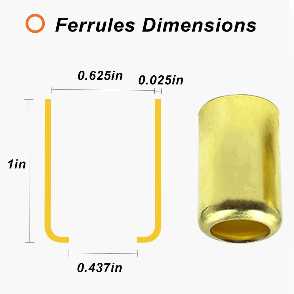50PCS 7327 Hose Ferrules Brass Fitting, 0.625in ID x 1in Long Repair ...