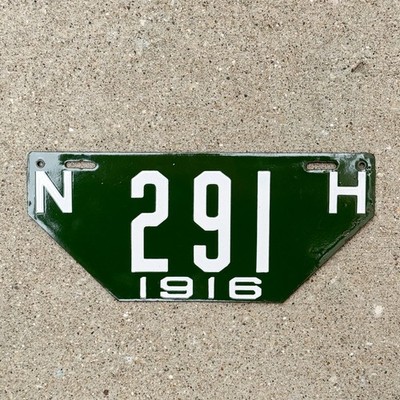 1916 New Hampshire Porcelain Visitor License Plate Auto Tag Non ...