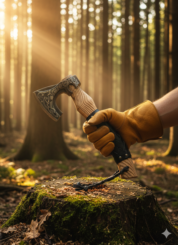 HAND FORGED Carbon Steel Viking VALHALLA Axe Tomahawk Throwing Axe ...