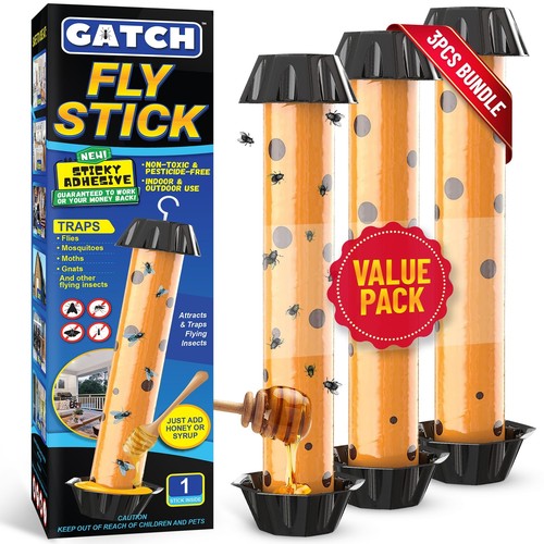 GATCH Fruit Fly Trap 3 Pack Fly Stick for Mosquitoes Sticky Trap for ...