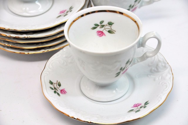 Wawel Poland China Rose Garden Set 6 Coffee Tea Cups and Saucers for ...