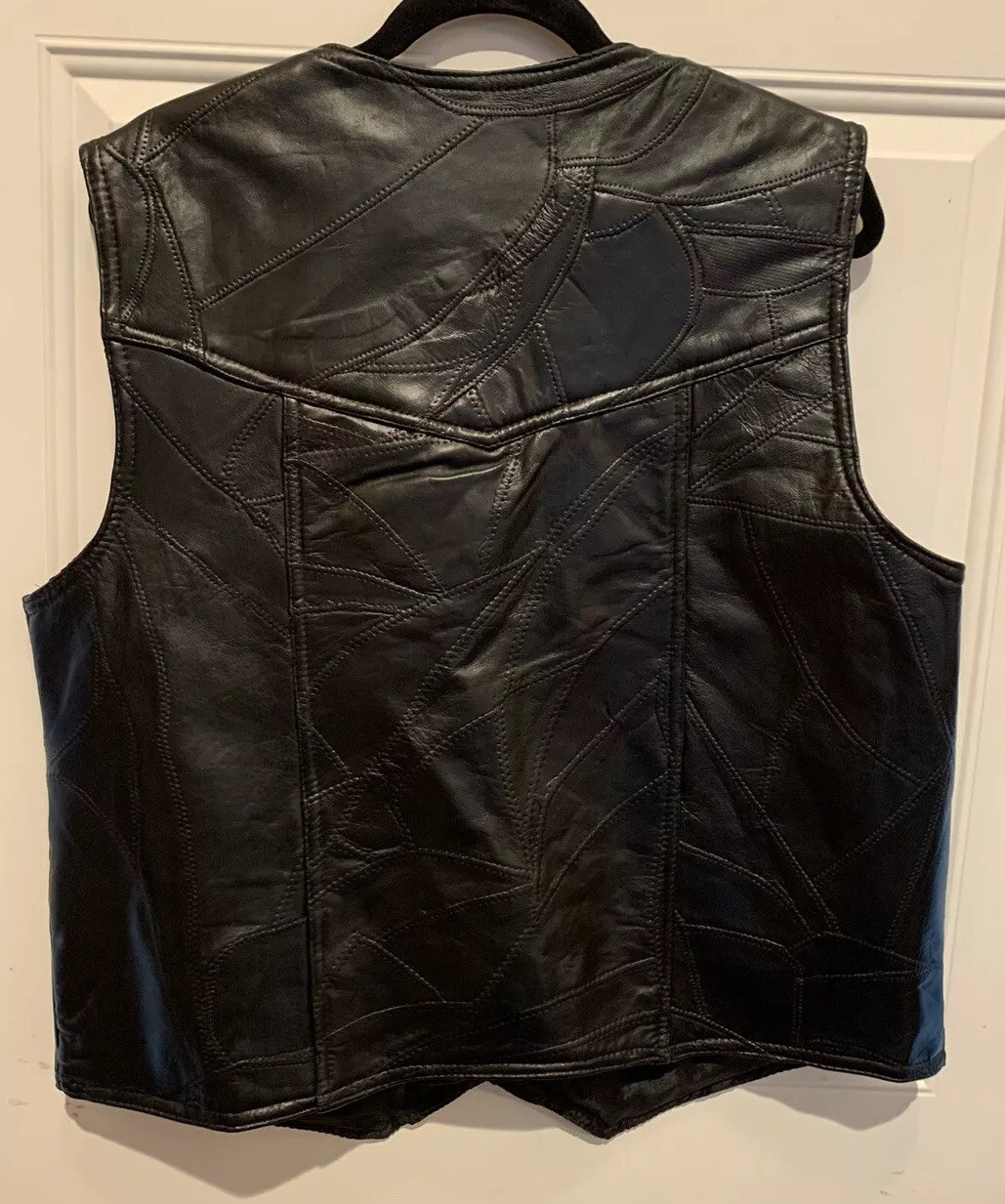 Haband DUKE Leather Vest Men's MED Black Patchwork Biker Western Urban ...