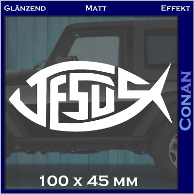 2x Jesus Aufkleber Fisch Symbol Christlich Auto Autoaufkleber Sticker 1 ...