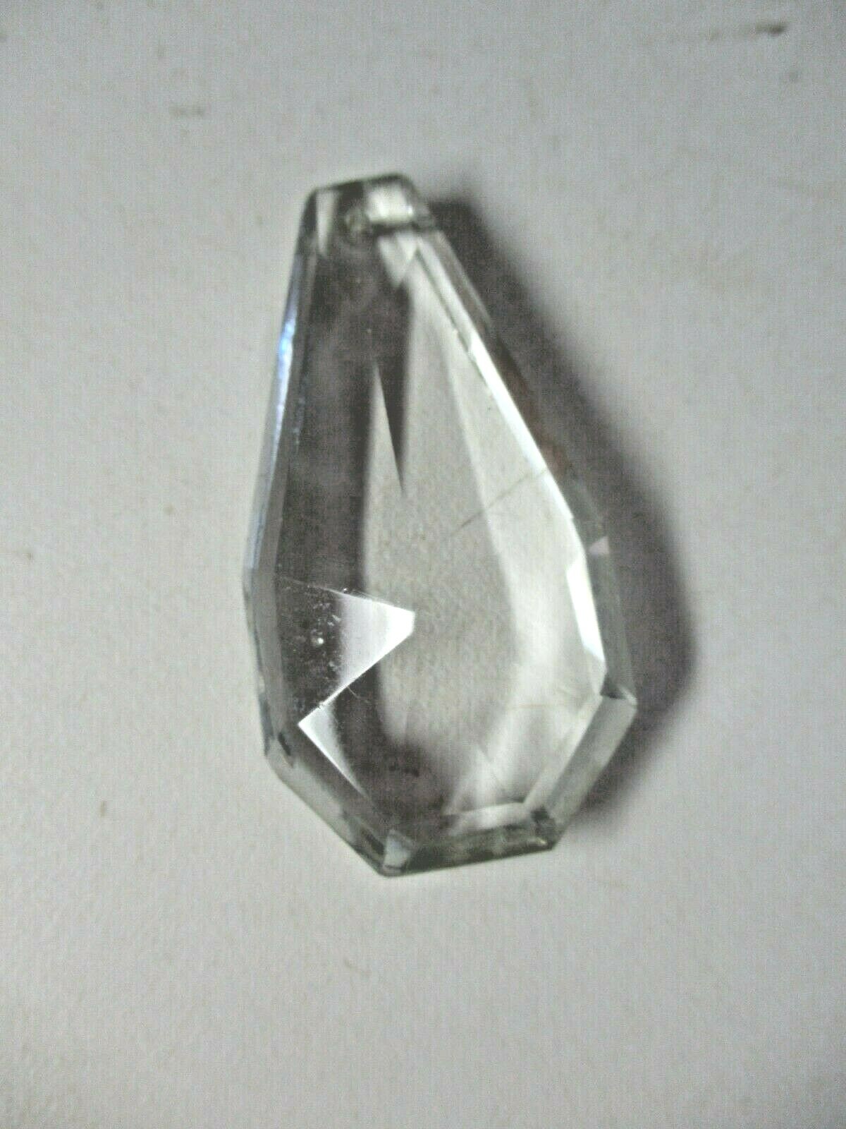 Clear Multi Faceted Crystal Glass Lamp Chandelier 2" Teardrop Prism Vtg ...