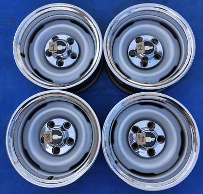 (4) Chevy Sivlerado 1500 C15 Factory OEM Steel Wheels 15x7 Rims Trim ...