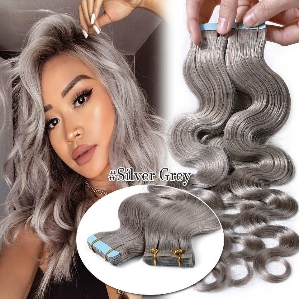 Thick Wave Tape In Skin Weft Remy Human Hair Extensions Full Head 10/20 ...