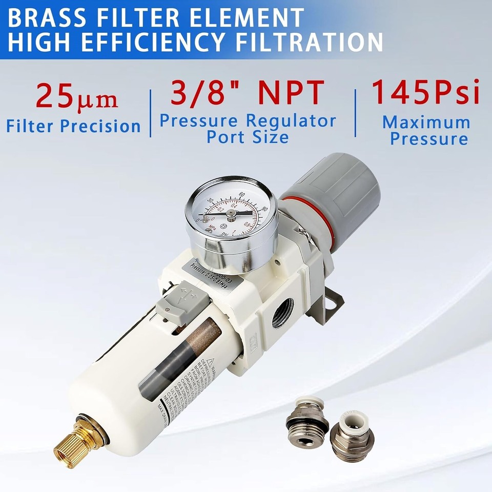 puli AW3000-03, 3/8'' NPT Air Compressor Filter Air Pressure Regulator ...