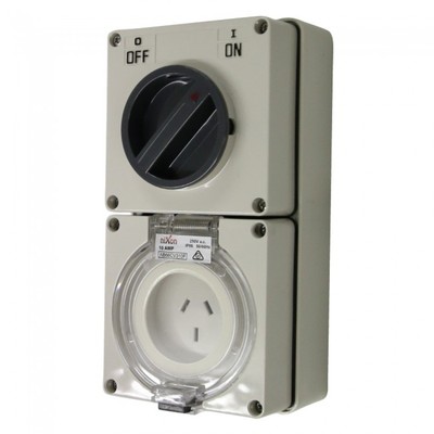 3PIN 10AMP - Combination Switched Socket Outlet - FLAT PINS Single ...