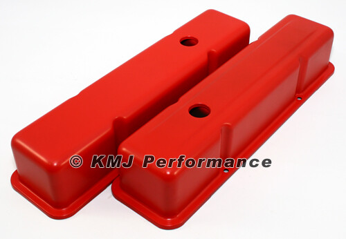 58-86 SBC Chevy 350 Orange Tall Steel Valve Covers - Small Block 283 ...