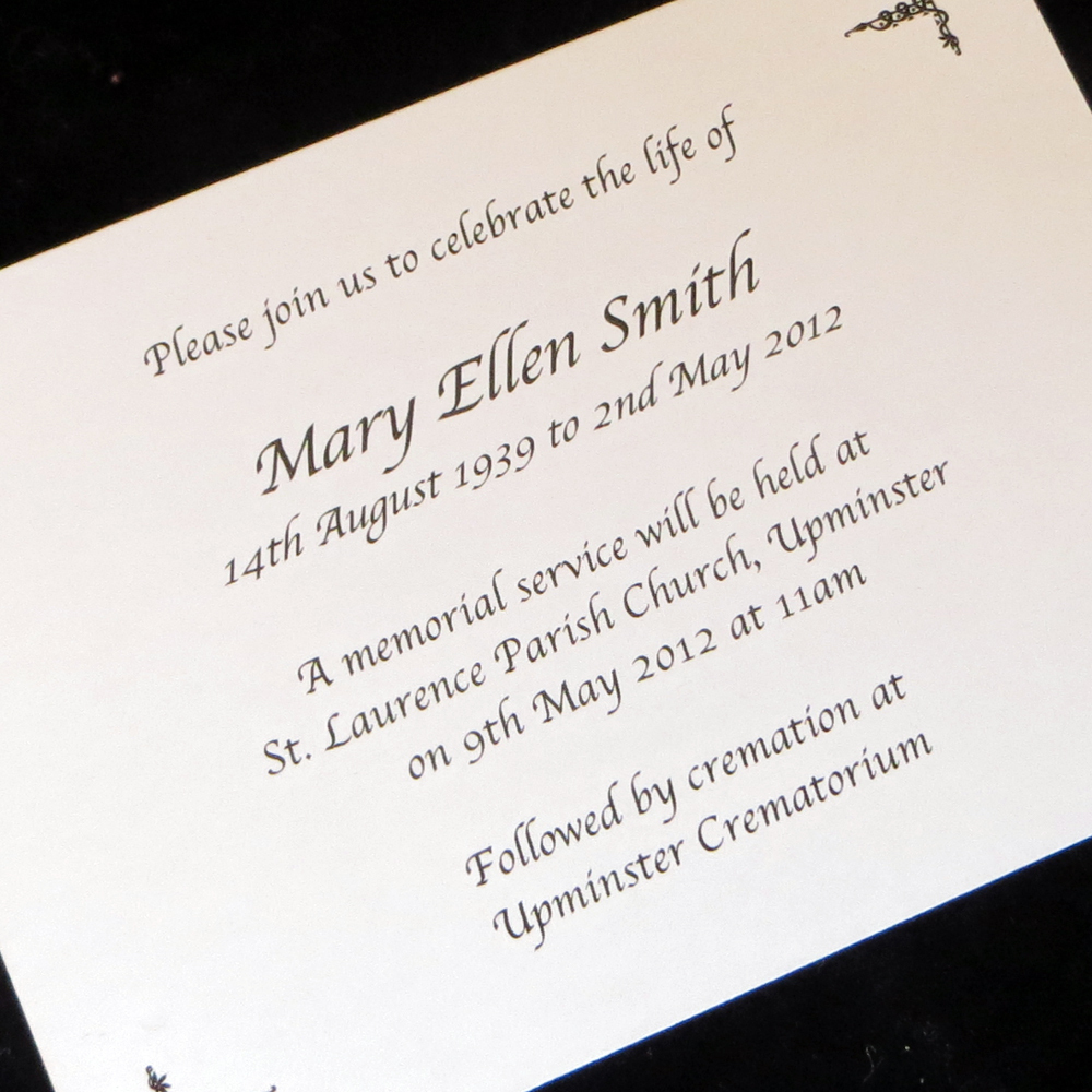Personalised Funeral Announcement Bereavement Notification Cards with ...