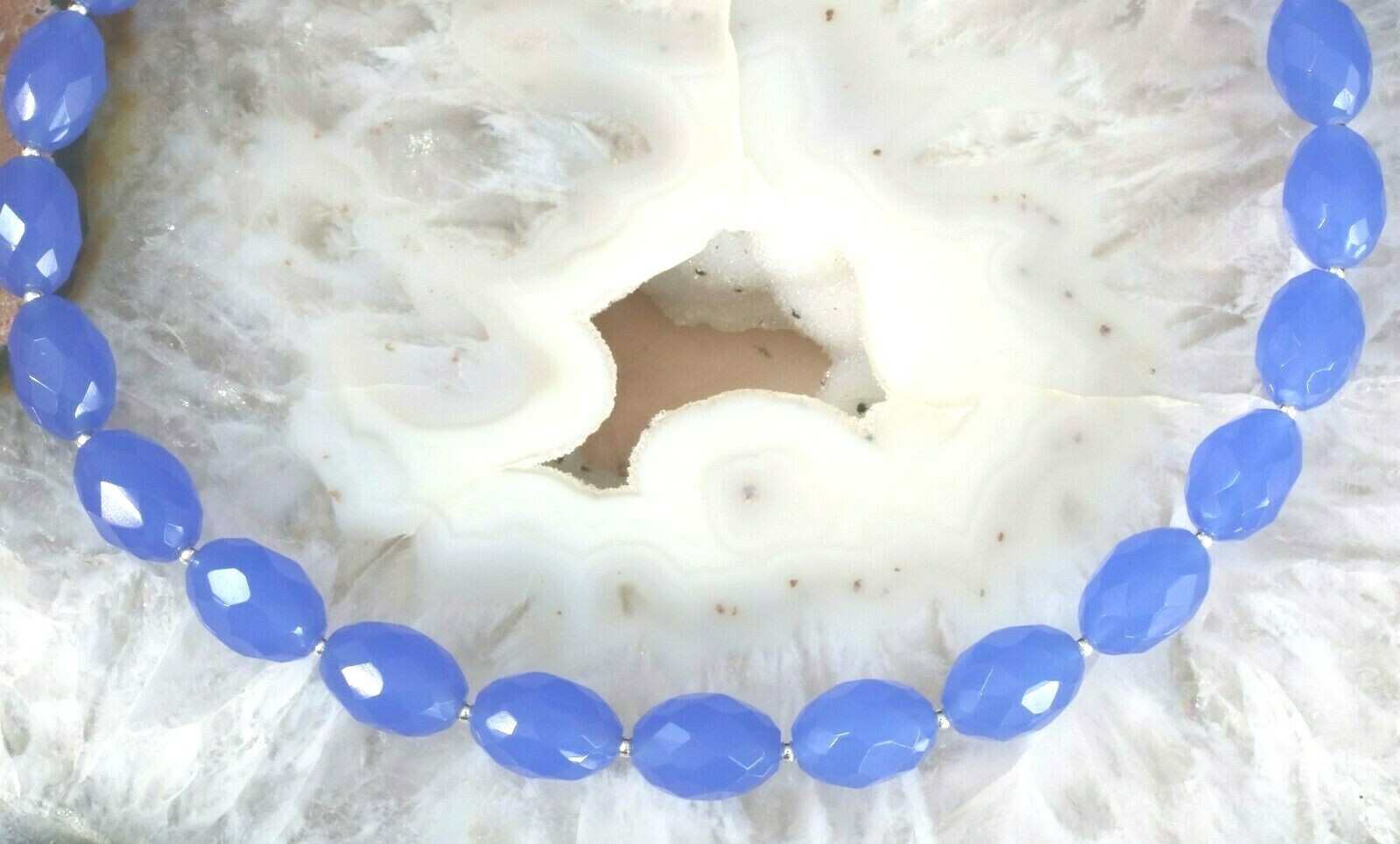 ROYAL BLUE QUARTZ FACETED BEAD 925 STERLING SILVER 15 1/2" NECKLACE | eBay