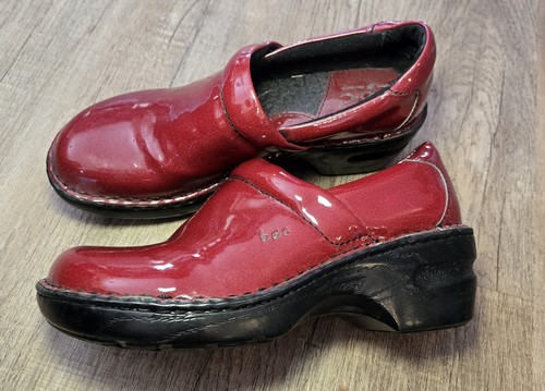 BOC Born Concept Margaret Red Clogs Vegan Patent Nurse Shoes Workwear ...