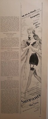 1953 women's Blue Swan Suspants black girdle garters panty plus vintage ...