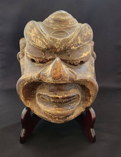 Antique Japanese ONI Wood Kagura Mask TENGU Noh Mask 1800's EDO period ...