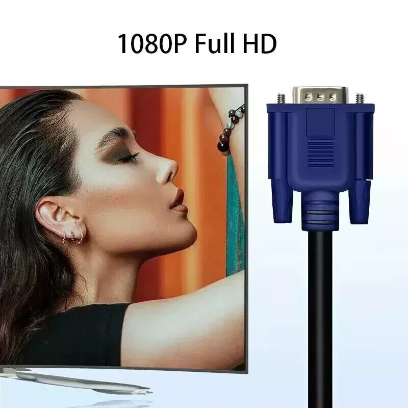 3m VGA Cable SVGA 15 Pin PC Computer Monitor LCD Extension Male to Male ...