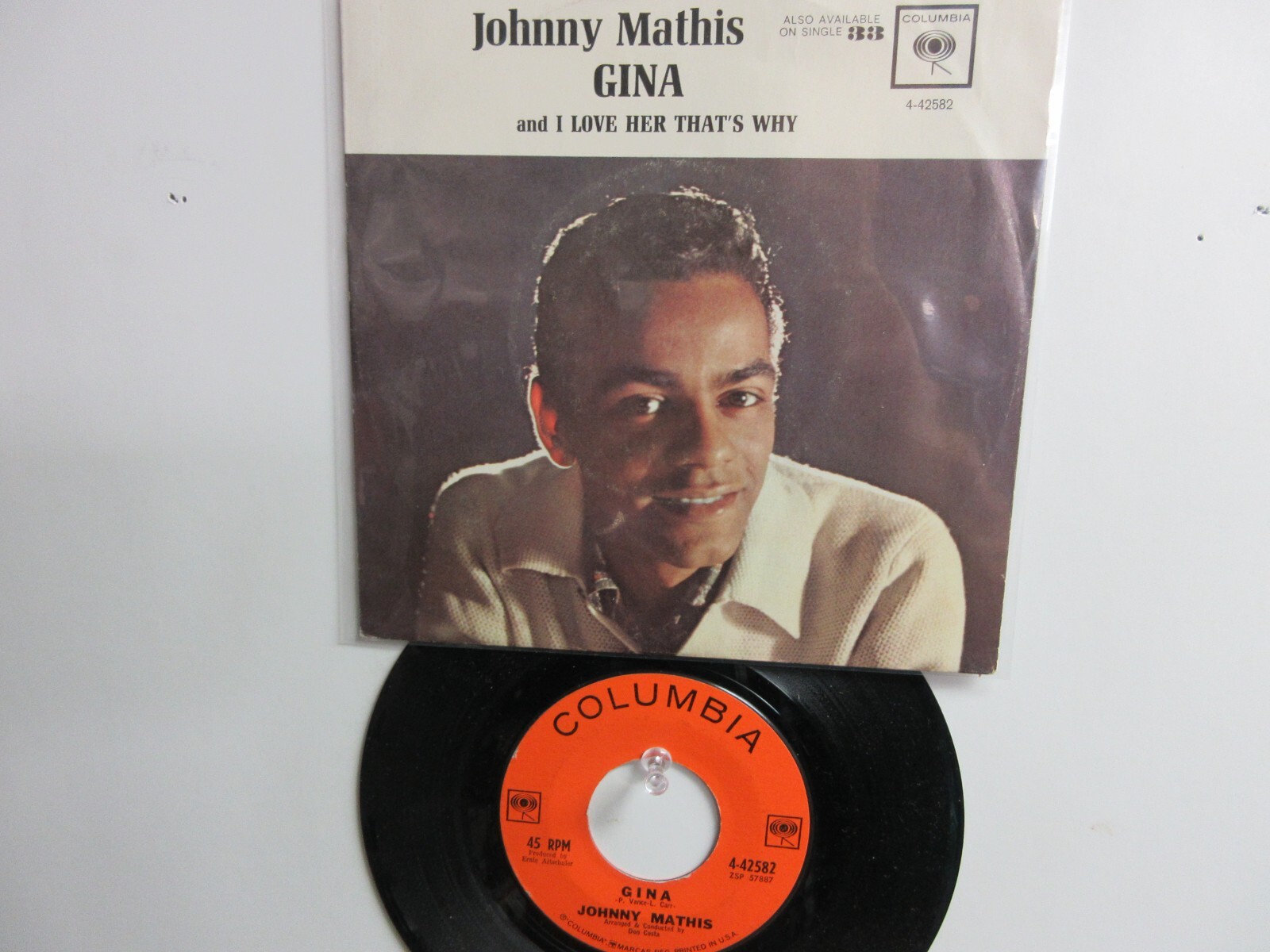 💥 ' JOHNNY MATHIS ' HIT 45 + PICTURE SLEEVE [ GINA ] 1962 ! 💥 | eBay