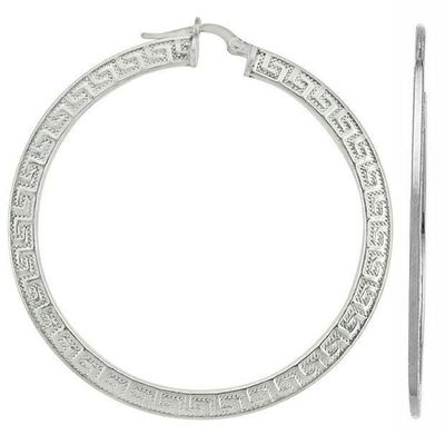 30mm 1.2" Flat Greek Key Hoop Earrings Meander 3D Motif Sterling Silver 925 | eBay