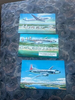 3 VTG EASTERN AIRLINE POSTCARDS! MARTIN SILVER FALCON/LOCKHEED SUPER C ...