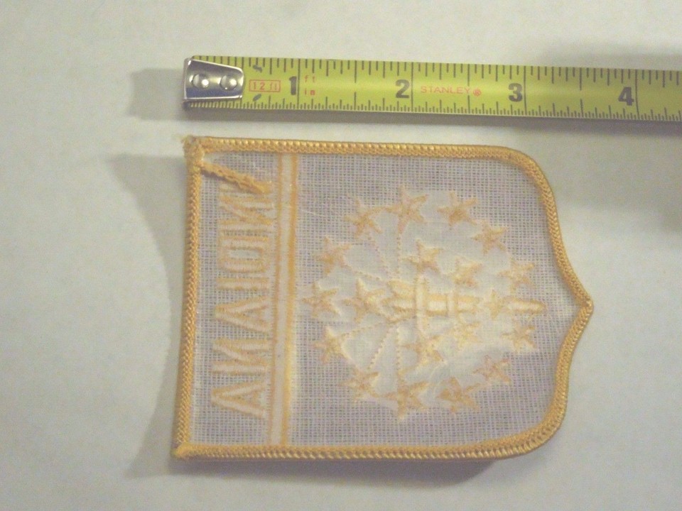 Indiana State Flag Shield Shape Iron On Patch - Image of Torch and ...