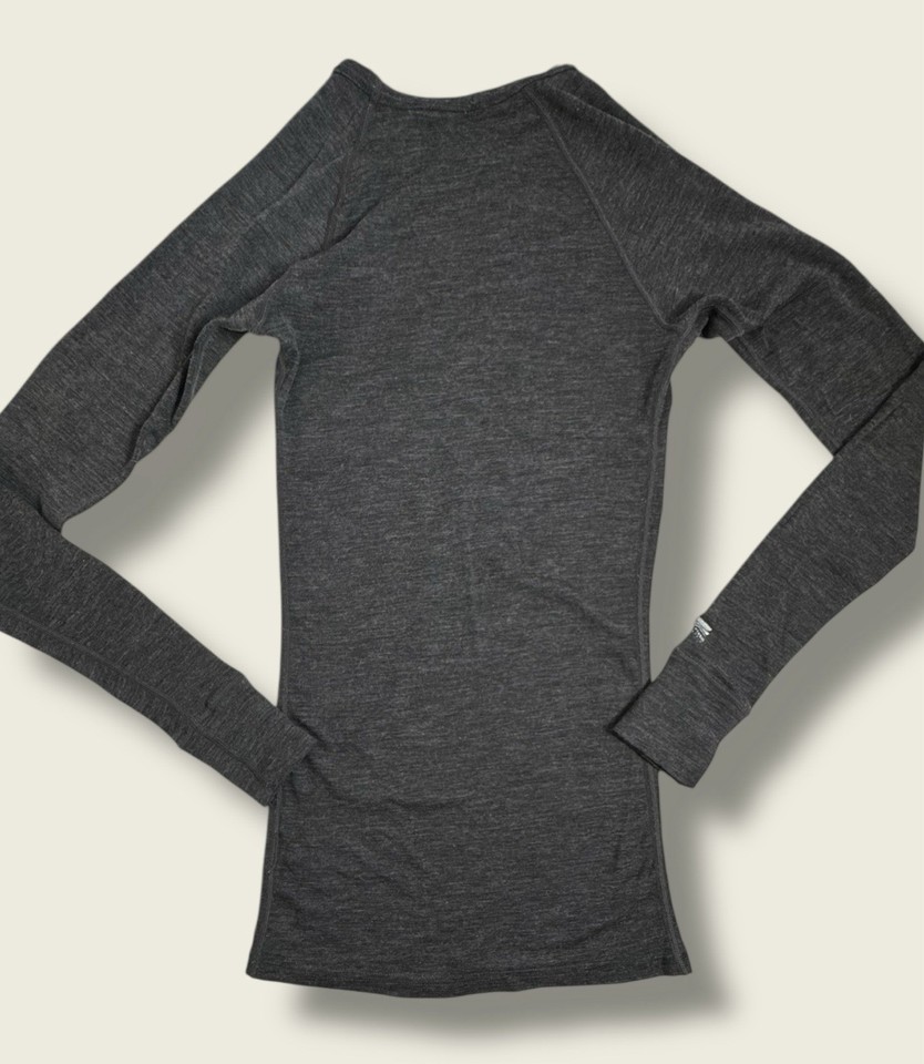 Meriwool Womens Sz Xxs Gray 100% Merino Wool Long Sleeve Crewneck Base ...